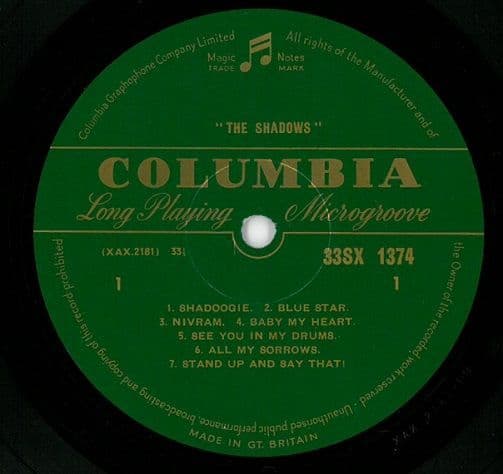 THE SHADOWS The Shadows Vinyl Record LP Columbia 1961